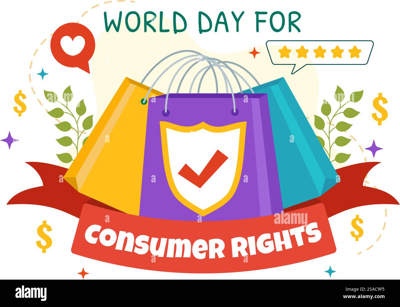 World Consumer Rights Day Vector Illustration on 15 March with Shopping ...