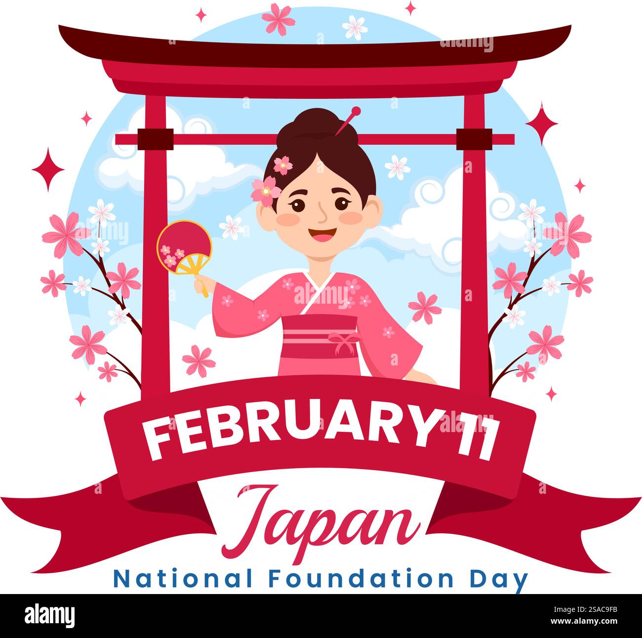 Happy Japan National Foundation Day Vector Illustration on February 11 ...