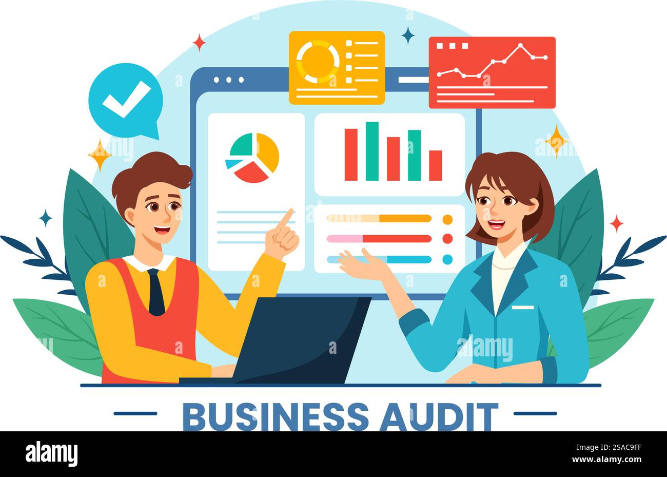 Business Audit Documents Vector Illustration With Charts Accounting Calculations And Financial