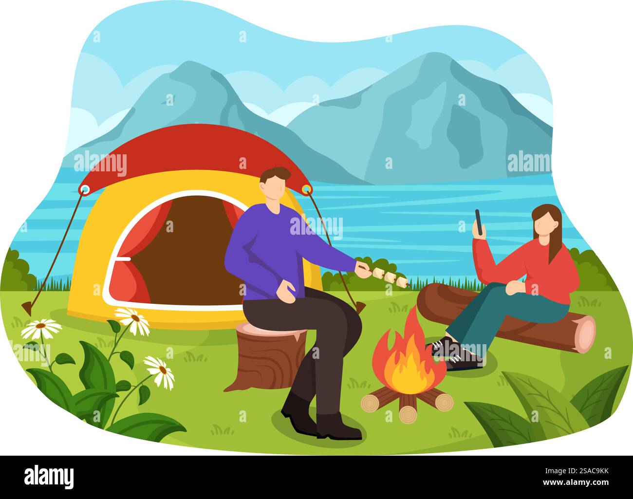 Outdoor Activity Vector Illustration with Relaxing on a Picnic, Leisure ...