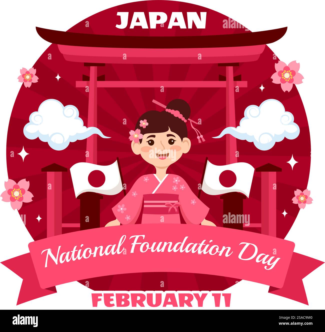 Happy Japan National Foundation Day Vector Illustration on February 11 ...