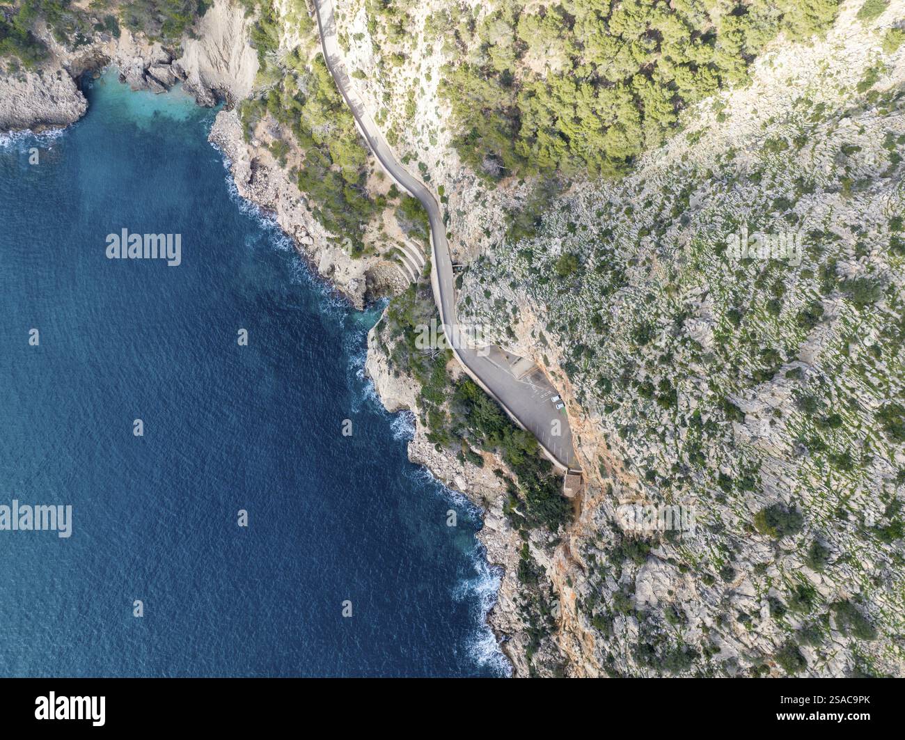Aerial view, Spain, Balearic Islands, Mallorca, Capdepera, Cuevas de ...