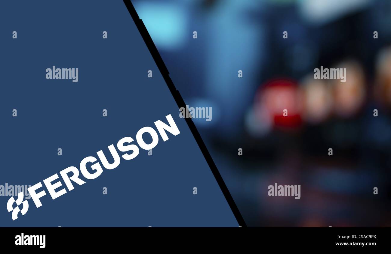 Ferguson logo is displayed on smartphone.Ferguson plc was an American ...