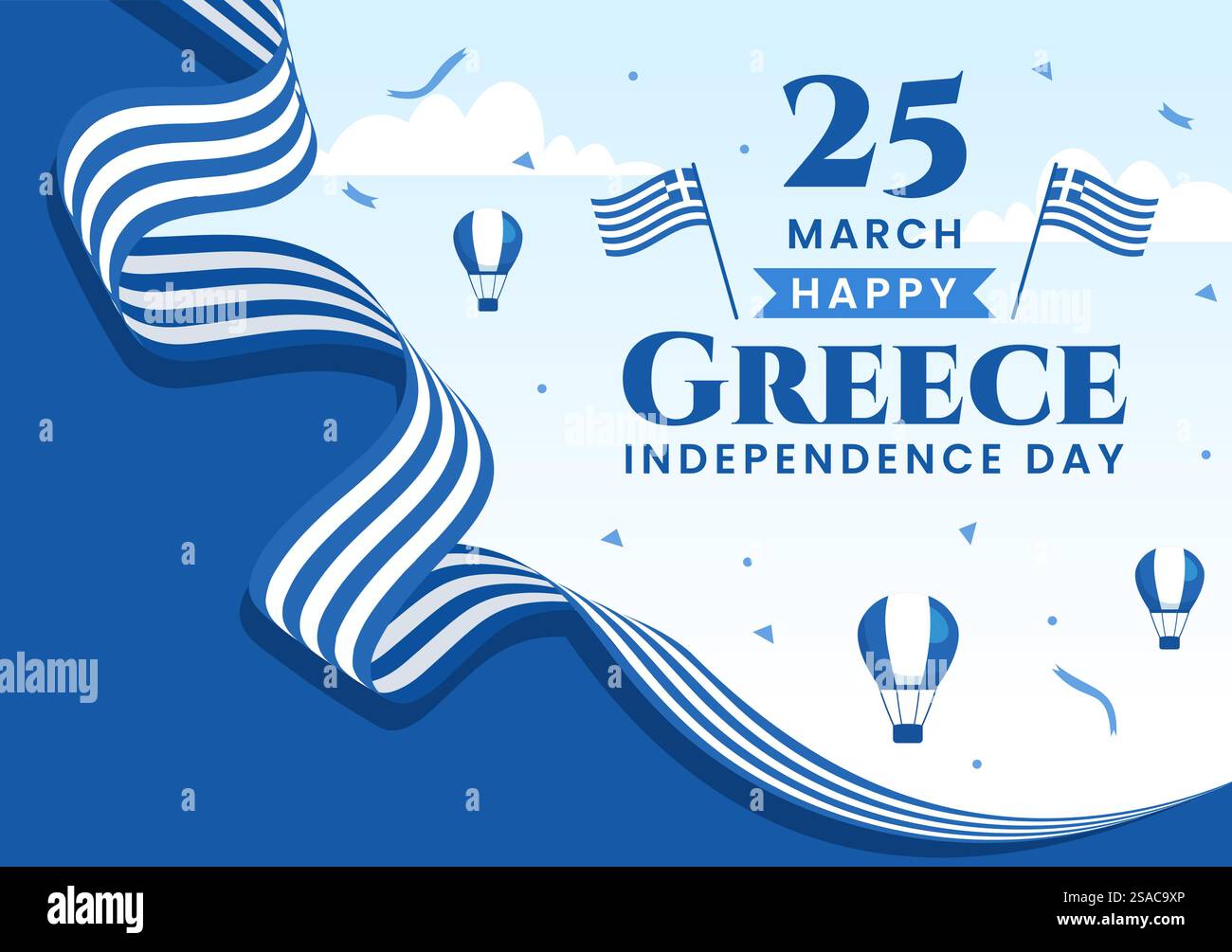 Happy Greece Independence Day Vector Illustration on March 25th with ...