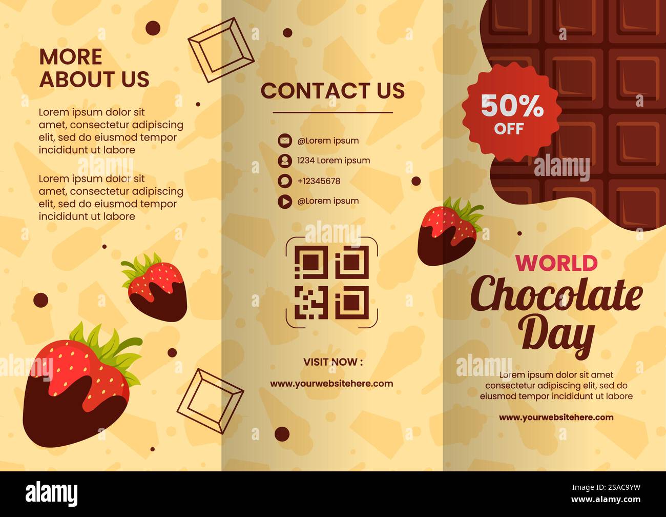 Chocolate Day Brochure Cartoon Hand Drawn Templates Background ...