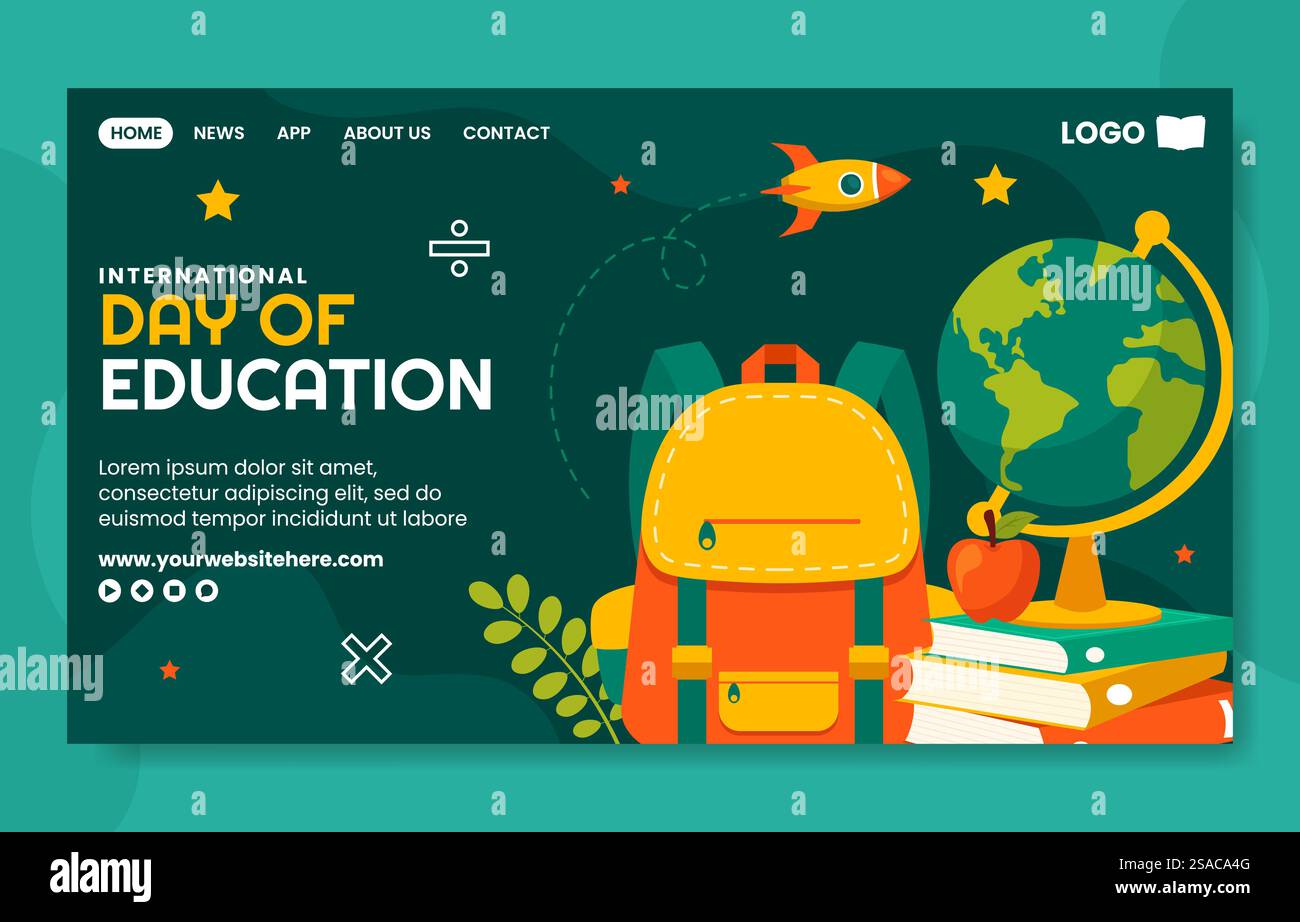 International Education Day Social Media Landing Page Cartoon Templates ...