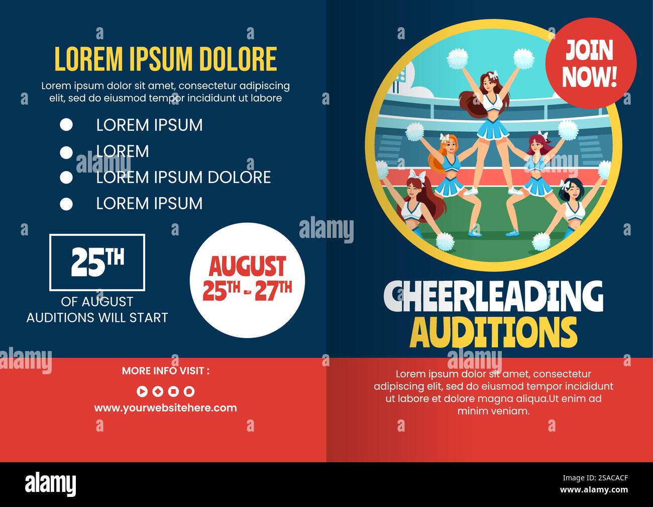 Cheerleading Brochure Cartoon Hand Drawn Templates Background ...