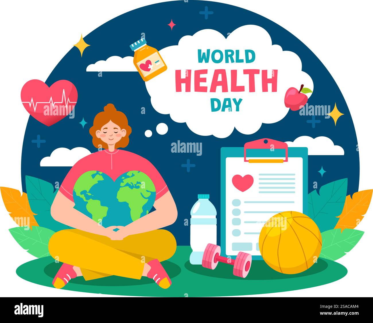 World Health Day Vector Illustration on April 7th with Earth and ...