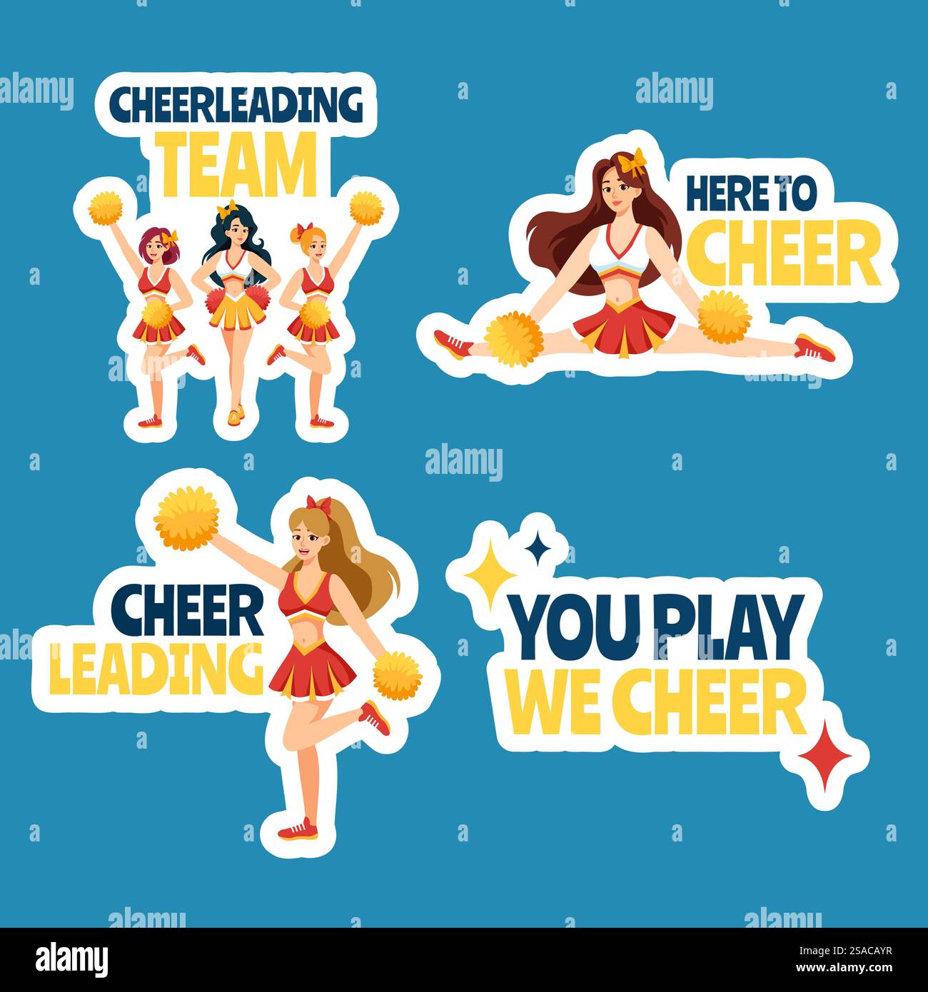 Cheerleading Label Flat Cartoon Hand Drawn Templates Background ...