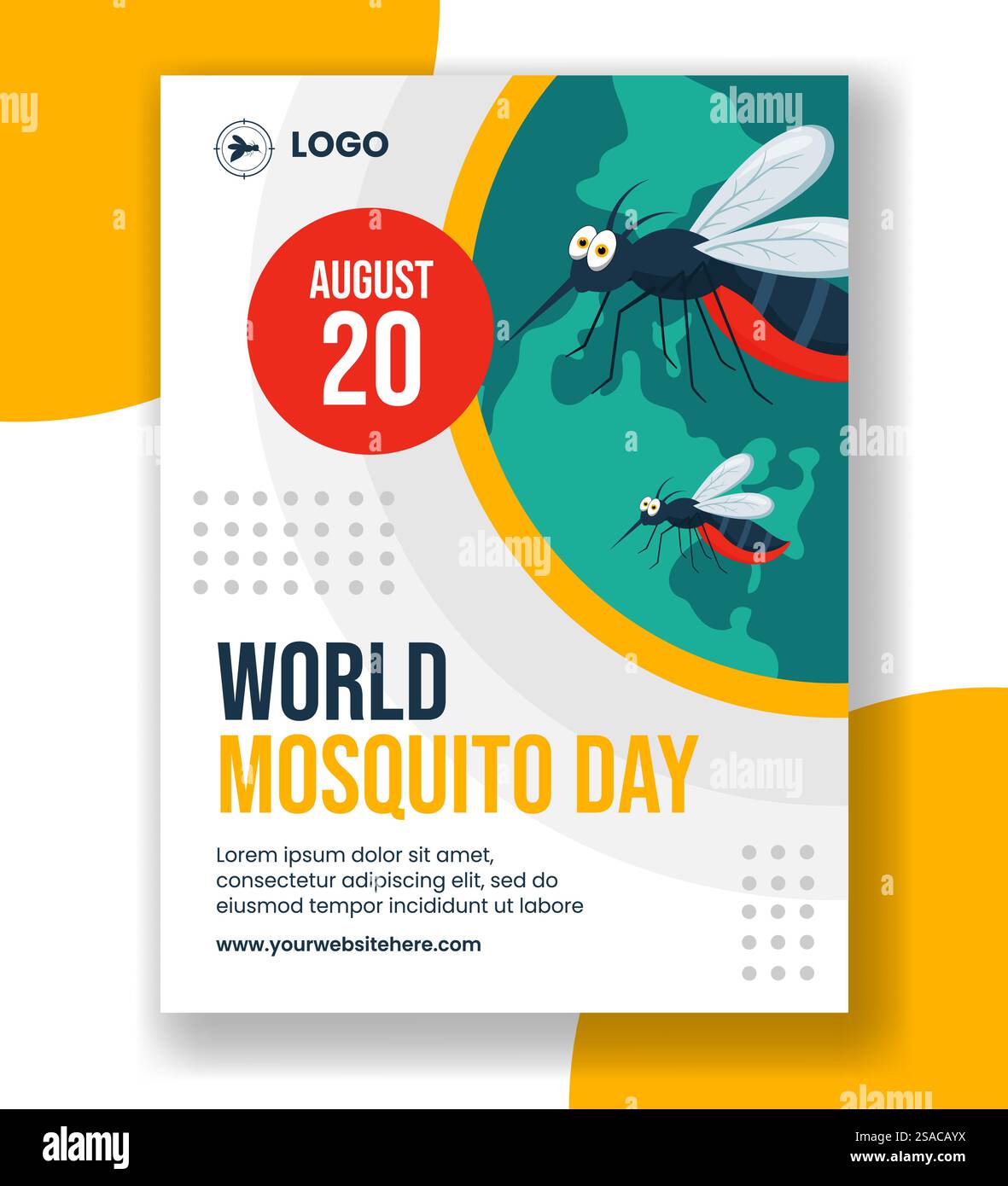 Mosquito Day Vertical Poster Flat Cartoon Hand Drawn Templates ...