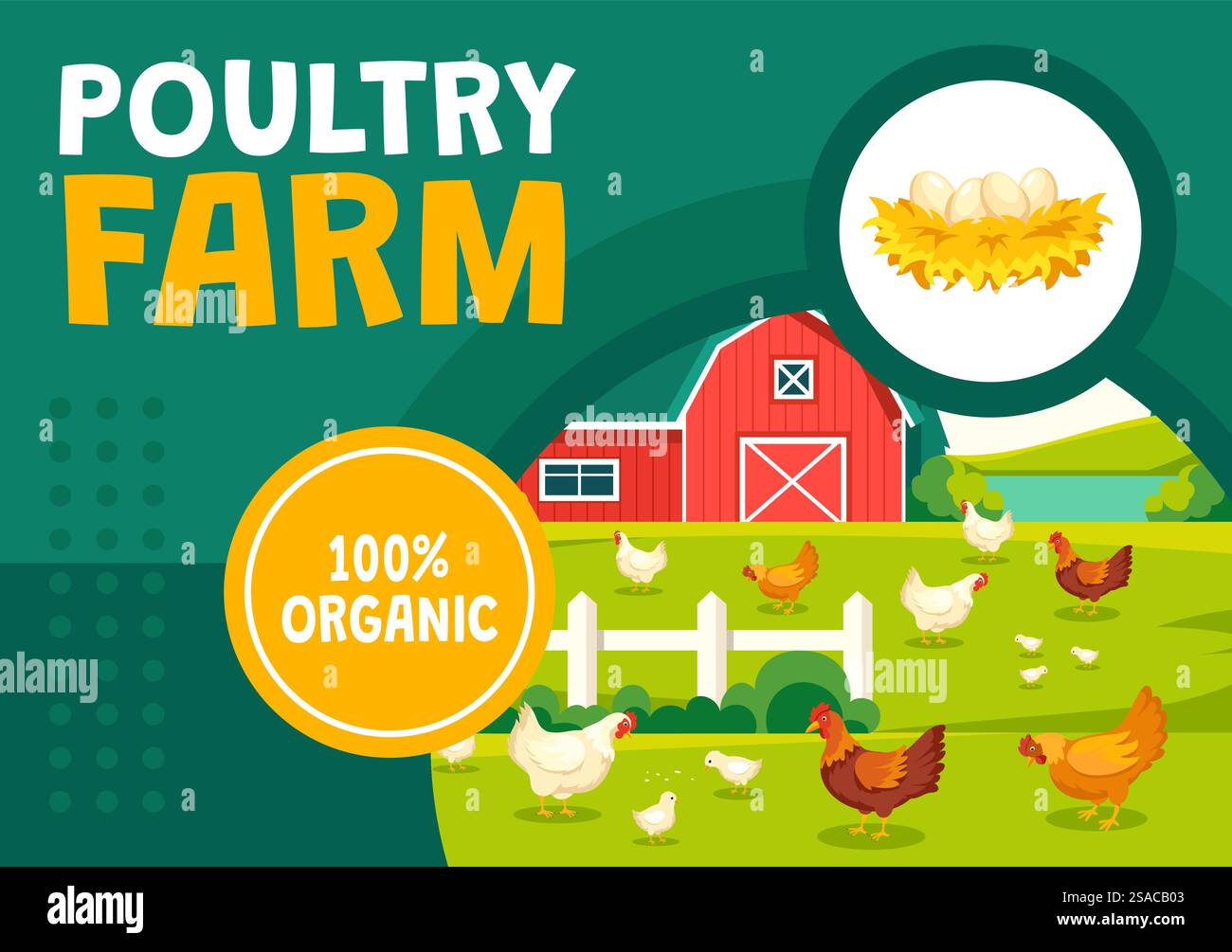 Poultry Farm Social Media Background Flat Cartoon Hand Drawn Templates ...
