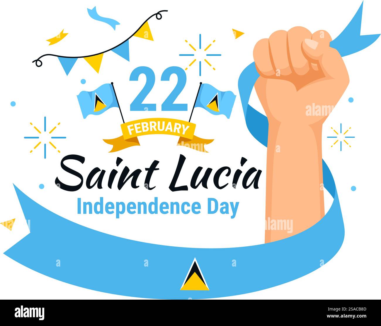 Saint Lucia Independence Day Vector Illustration on February 22 with ...