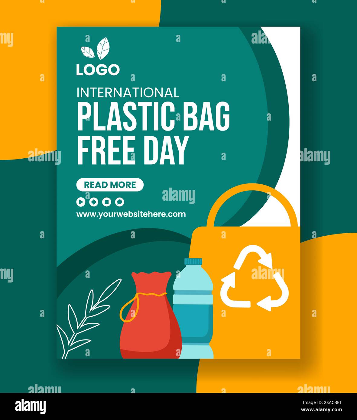 Plastic Bag Free Day Vertical Poster Flat Cartoon Hand Drawn Templates ...