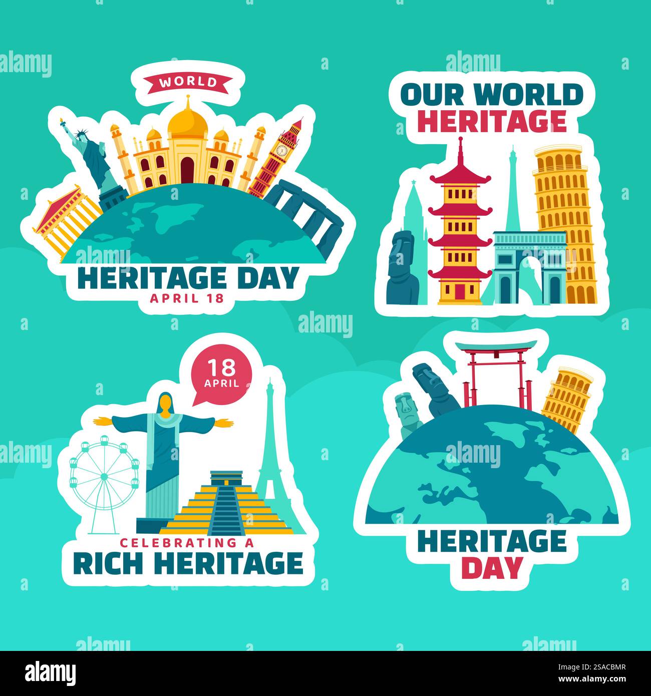 Heritage Day Label Flat Cartoon Hand Drawn Templates Background ...