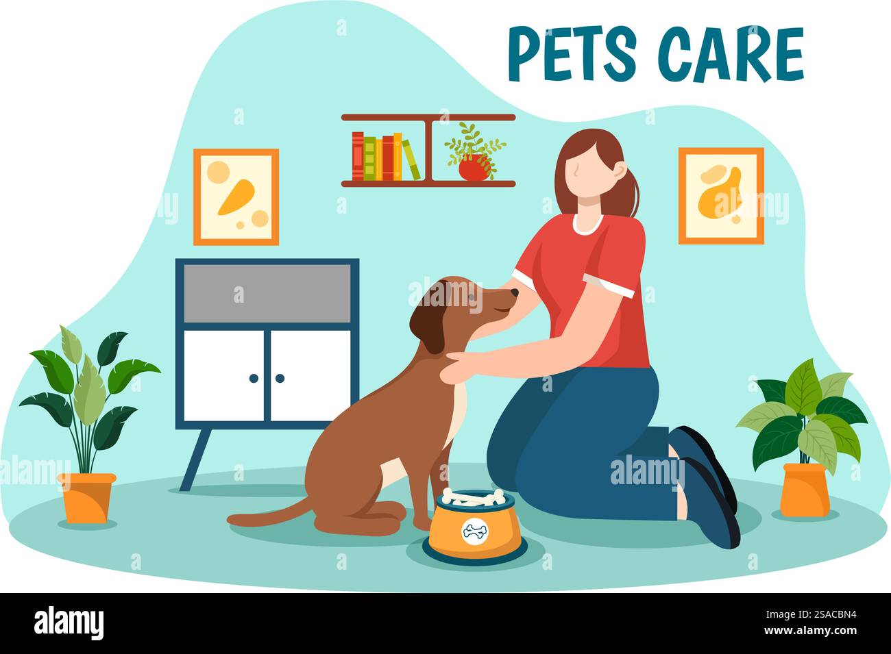 Pets Care Vector Illustration with Animal Shelter or Vet Clinic for ...