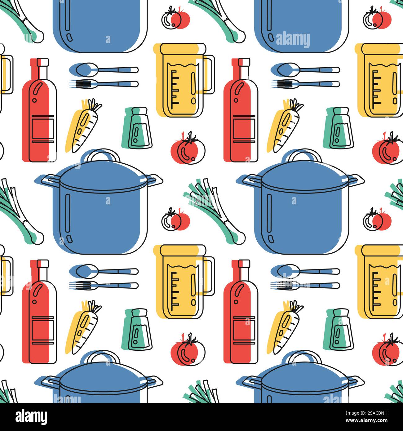 Cooking Equipment Seamless Pattern Design Illustration in Flat Cartoon ...