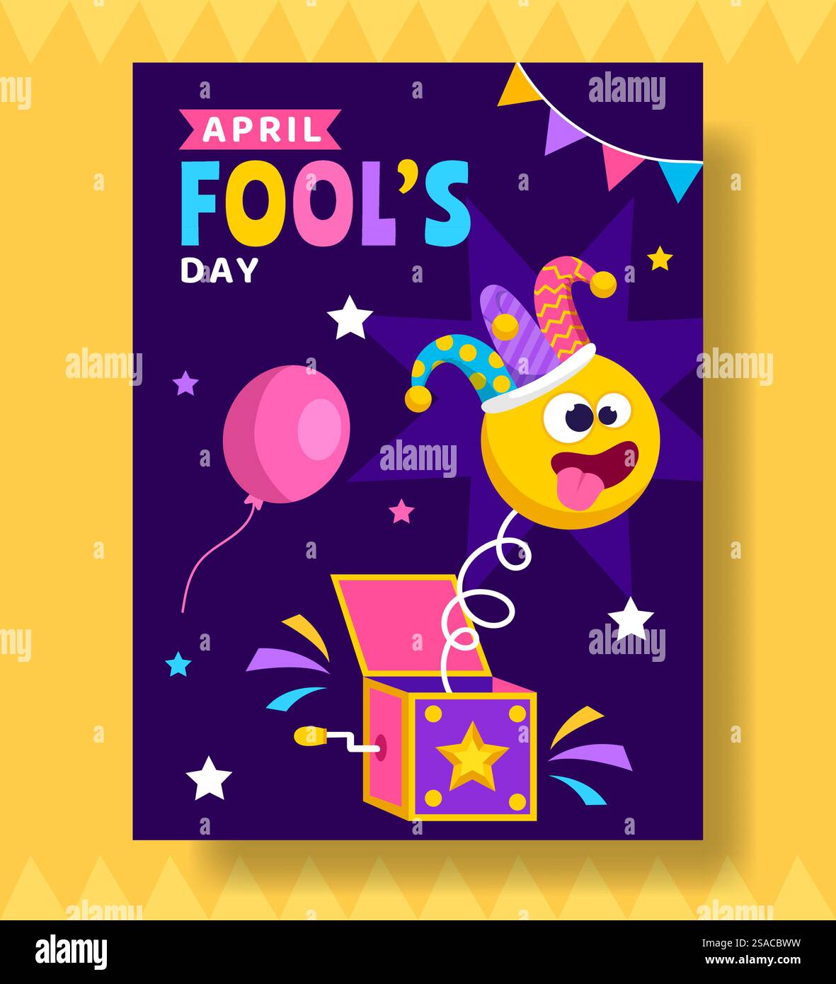 April Fools Day Vertical Poster Flat Cartoon Hand Drawn Templates ...