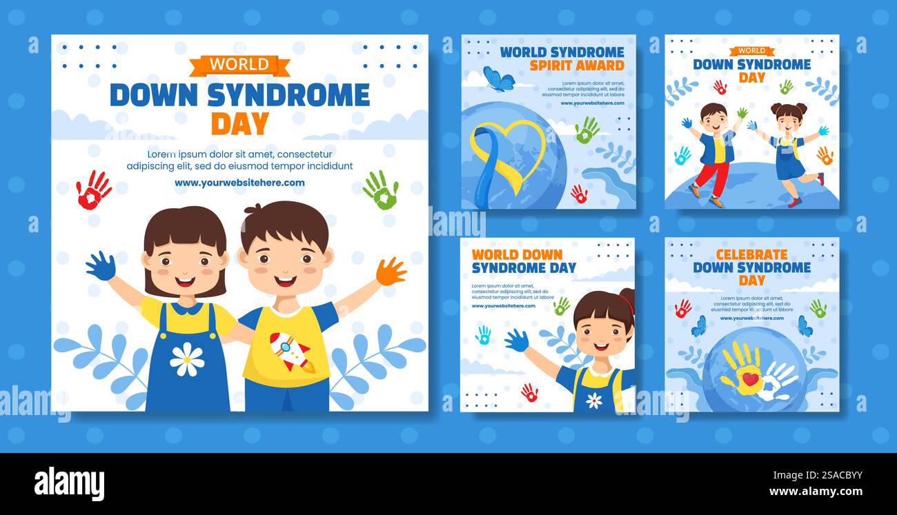 Down Syndrome Day Social Media Post Flat Cartoon Hand Drawn Templates ...