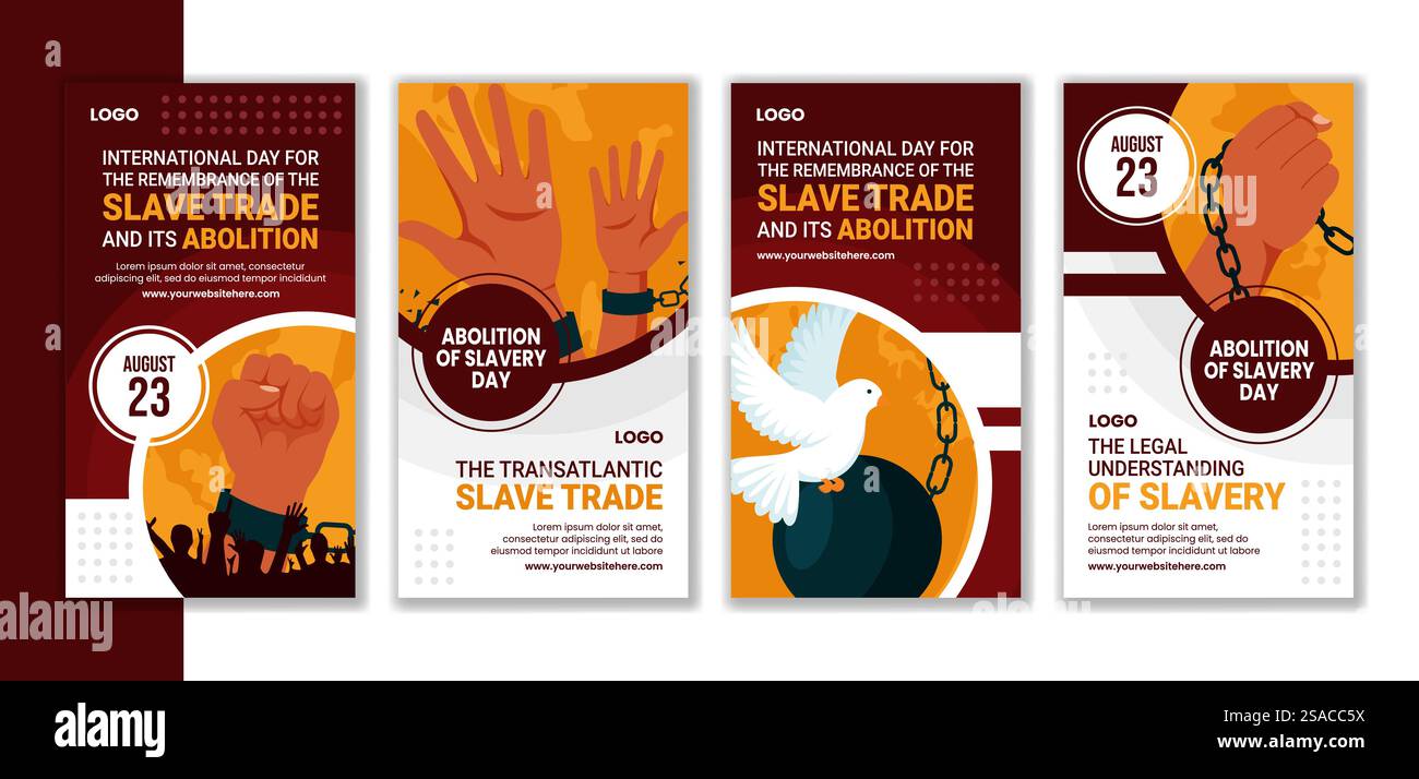 Slave Trade and Abolition Day Social Media Stories Cartoon Templates ...
