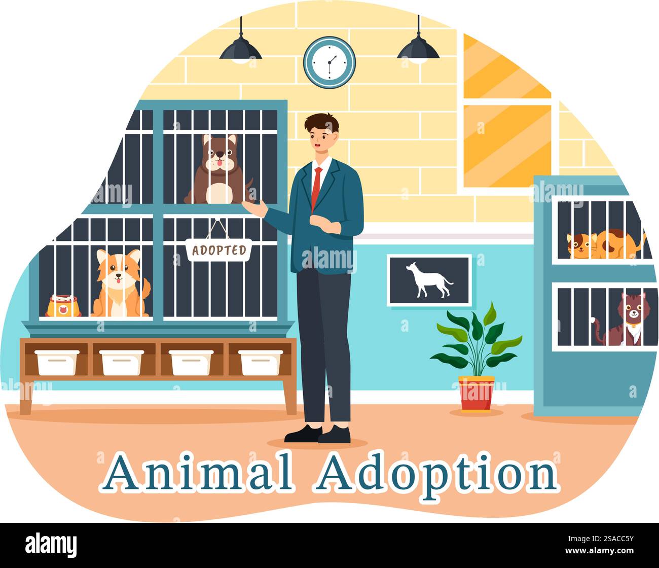 Vector Illustration of an Animal Adoption Agency Featuring Adopt a Pet ...