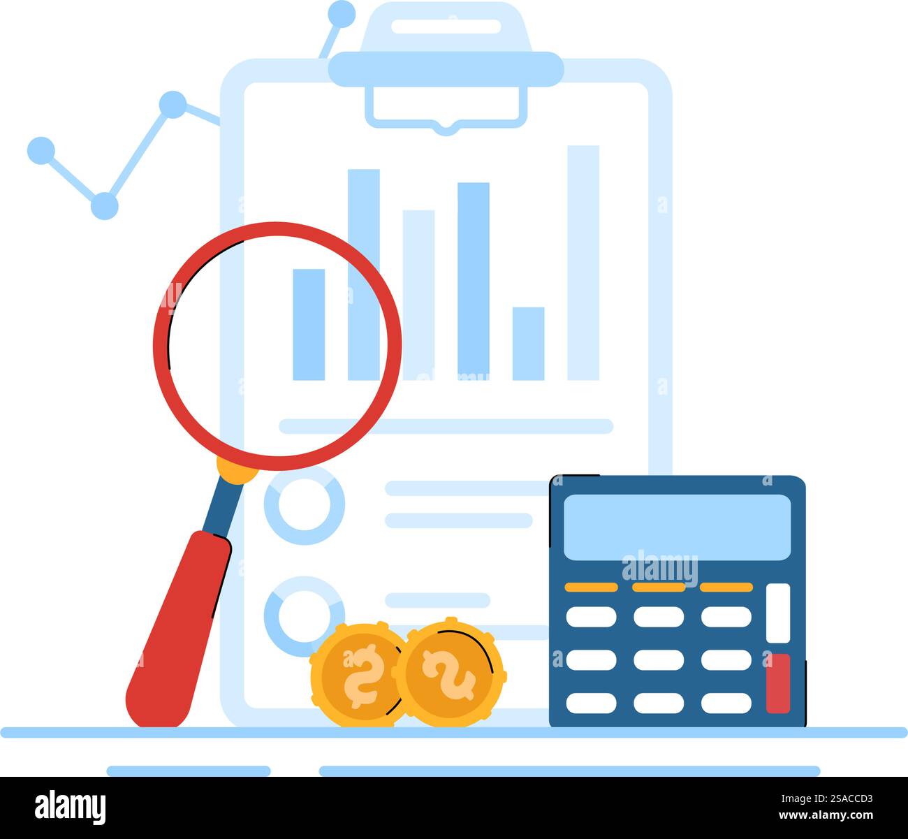 Business Audit Documents Vector Illustration with Charts, Accounting ...