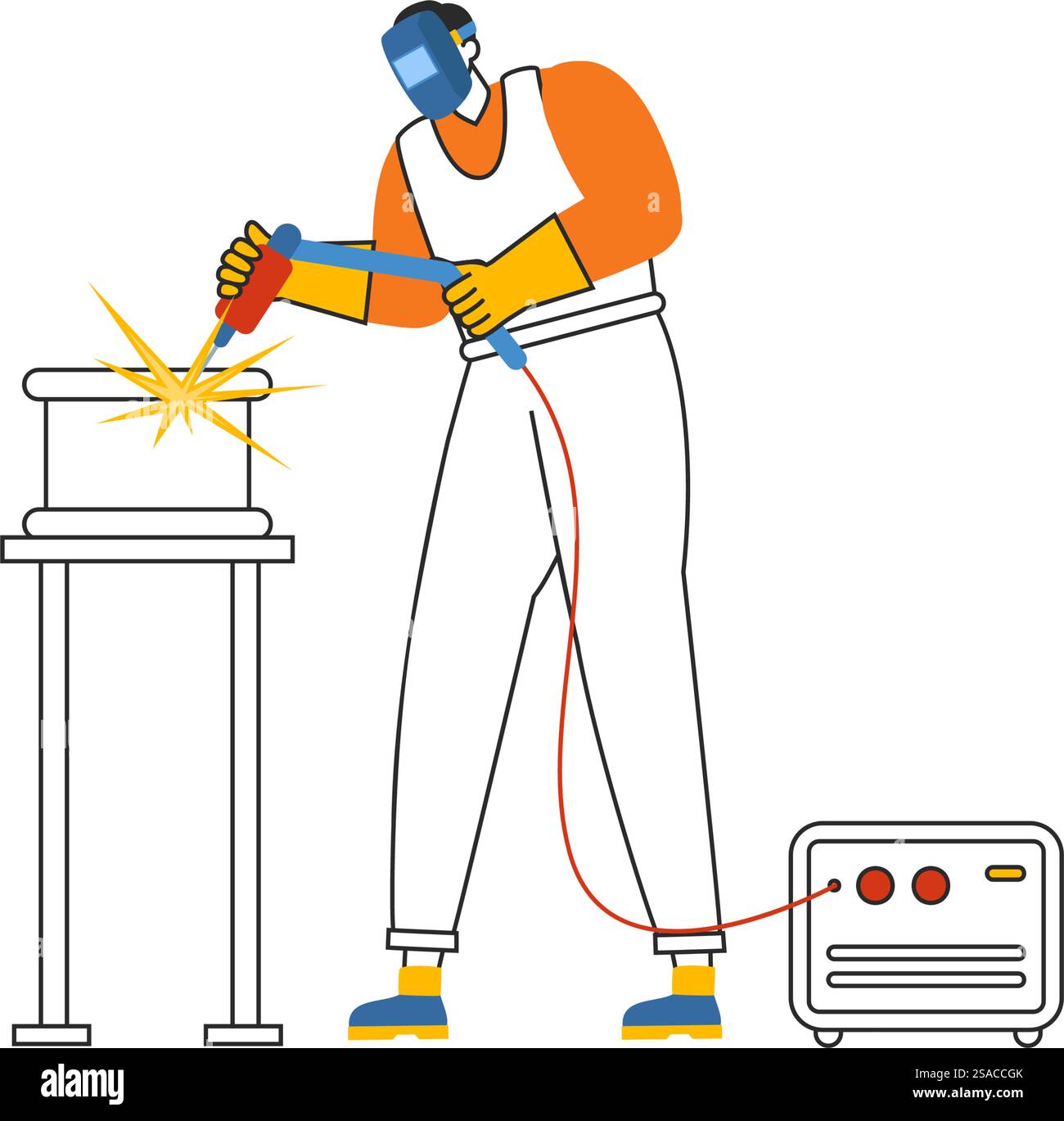 Welding Service Vector Illustration with Professional Welder Job Weld Metal Structures, Pipe and ...