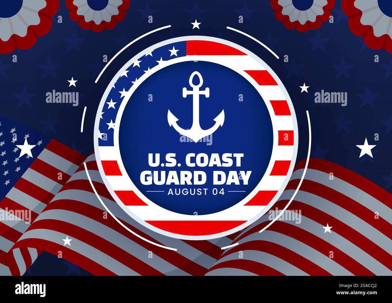 United States Coast Guard Day Vector Illustration on August 4 with ...