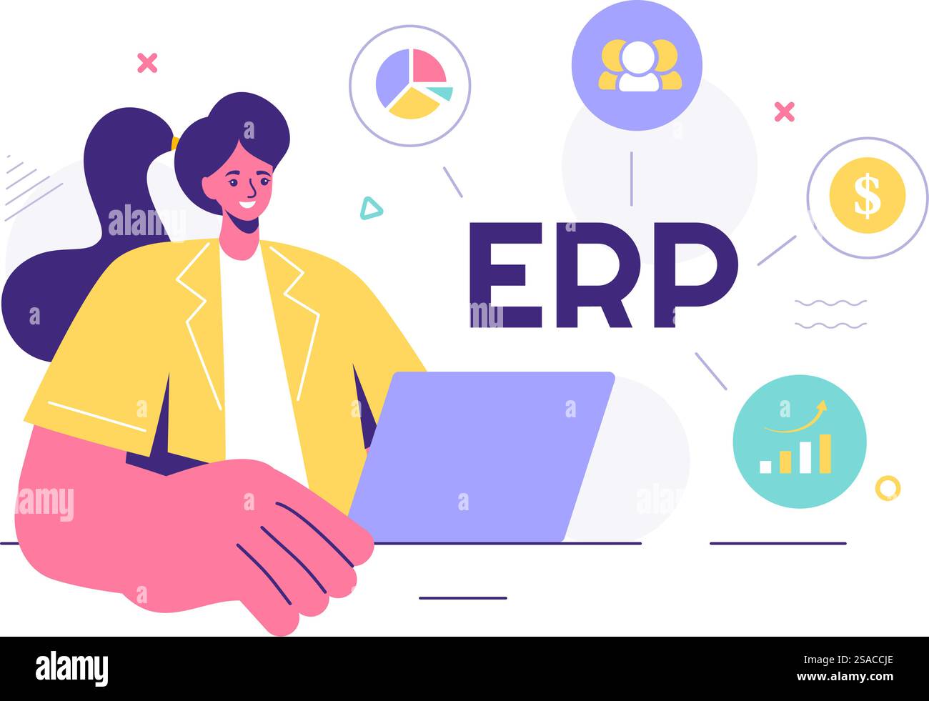 ERP Enterprise Resource Planning System Vector Illustration with Business Integration ...