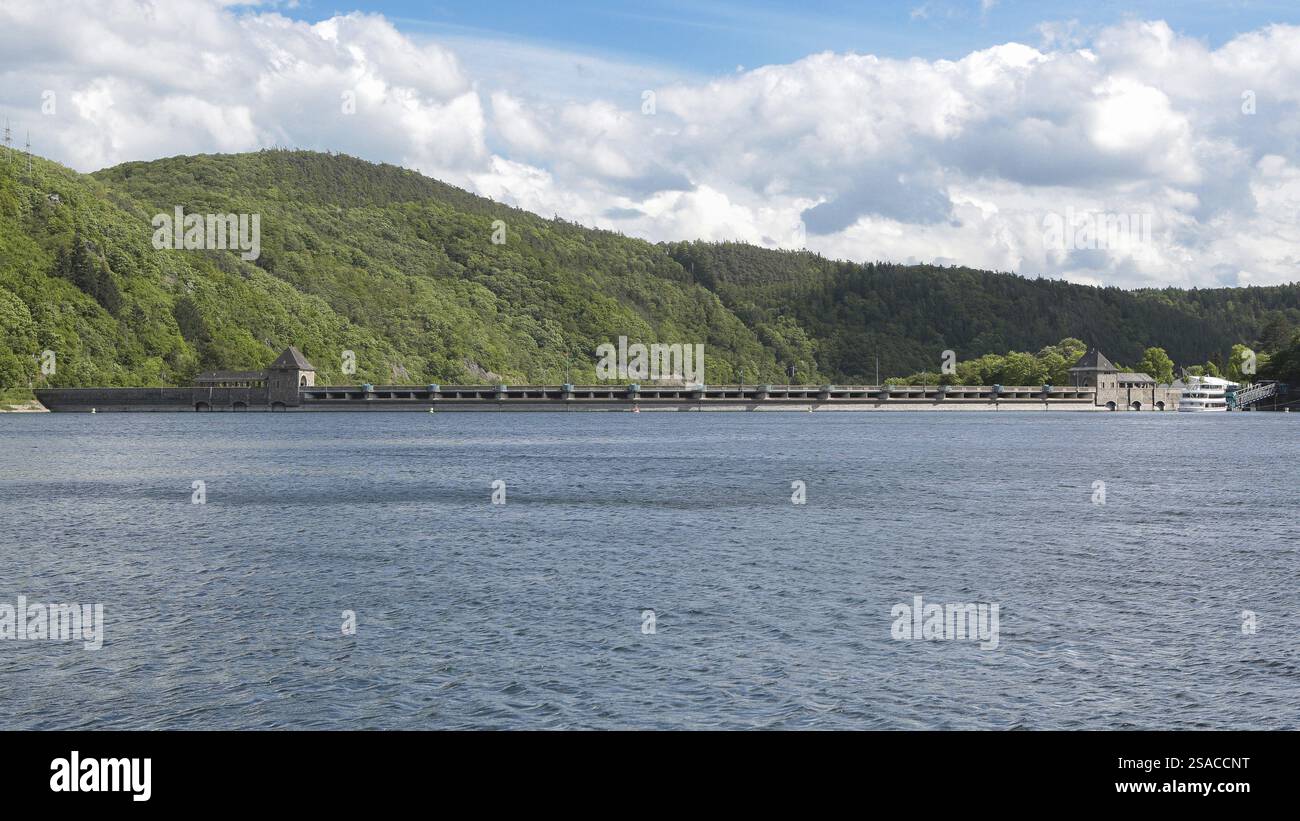 Panorama, Lake Edersee at full water level, in the background the ...