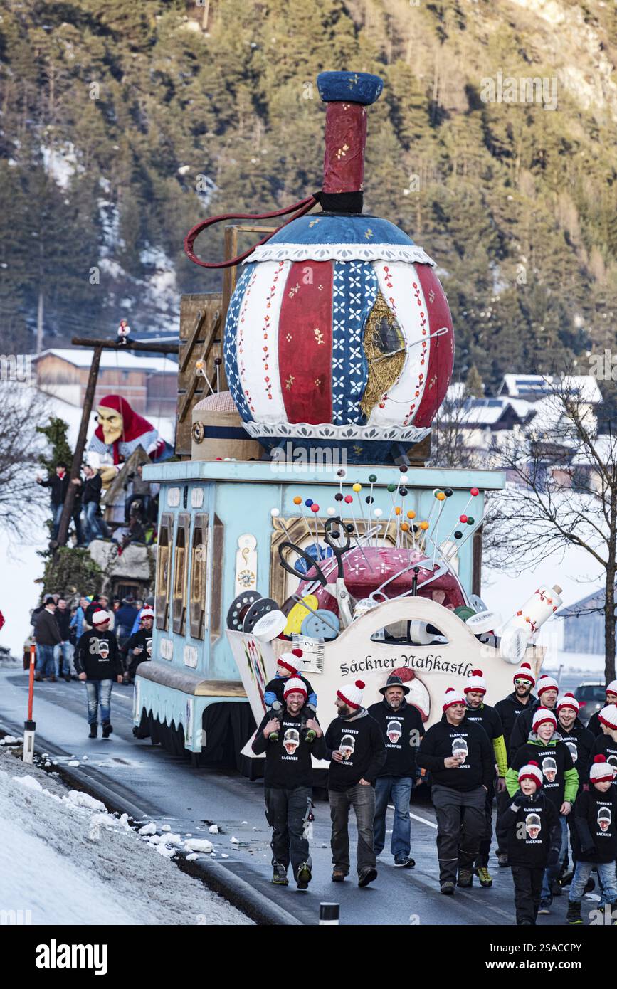 Sewing box, float, parade at carnival in Tarrenz, Tyrol, Austria ...