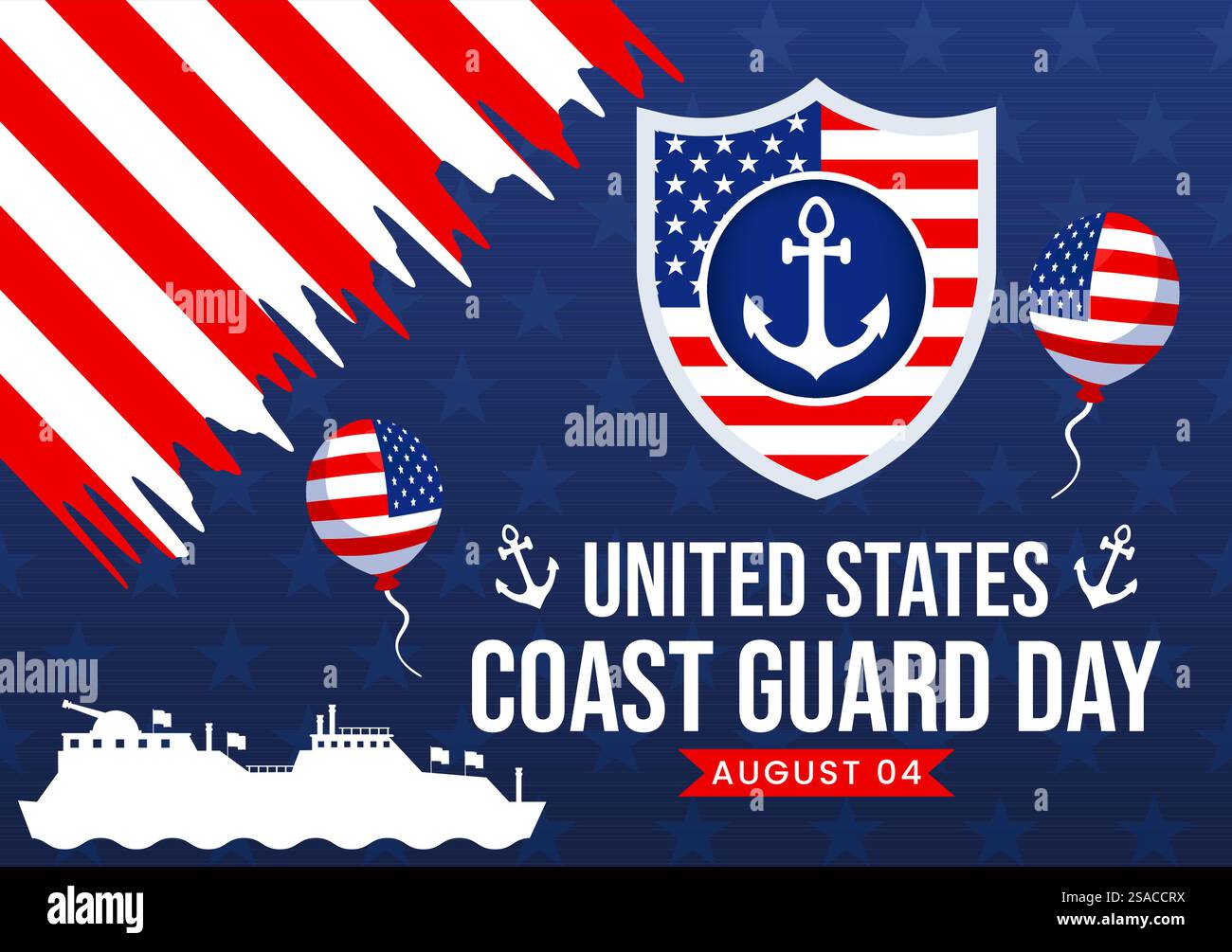 United States Coast Guard Day Vector Illustration on August 4 with ...