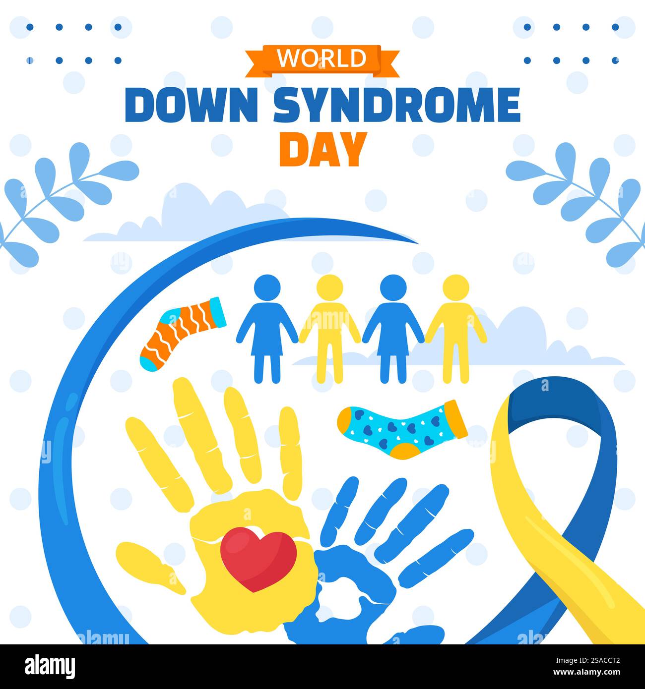 Down Syndrome Day Social Media Illustration Flat Cartoon Hand Drawn ...