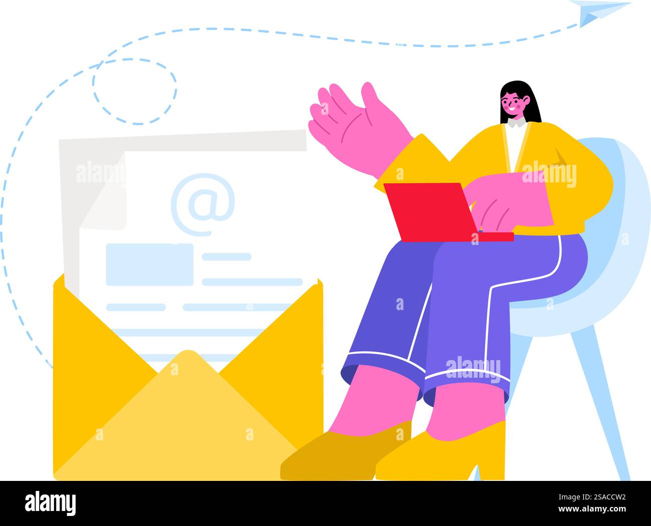 Email Service Vector Illustration with File Correspondence Delivery ...