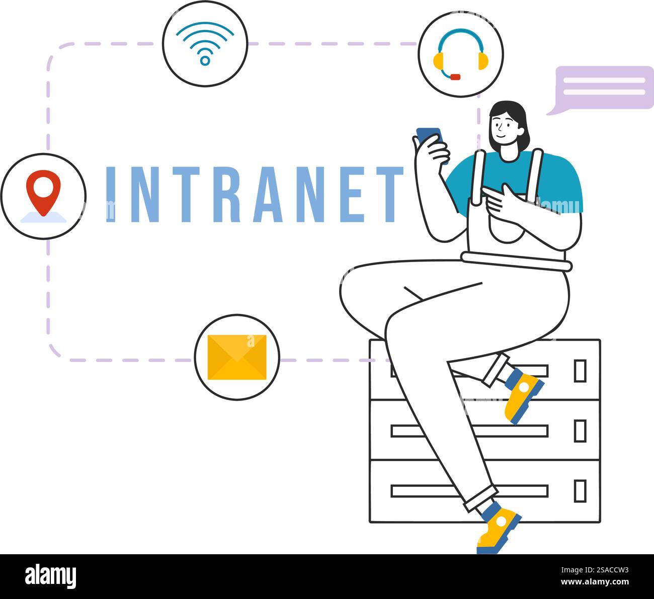 Intranet Internet Network Connection Technology Vector Illustration to ...