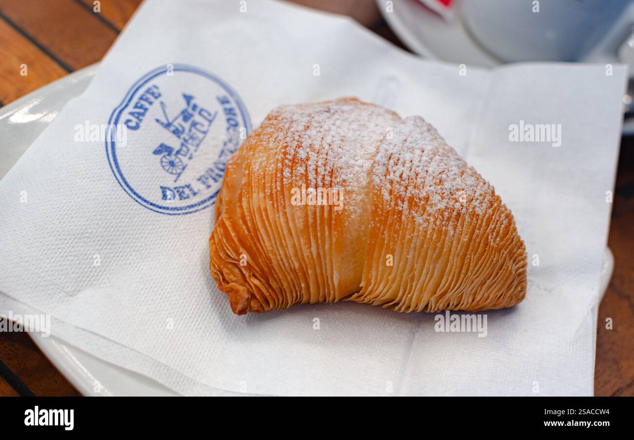 Sfogliatella Riccia, a typical pastry to try in Naples, Italy Stock ...