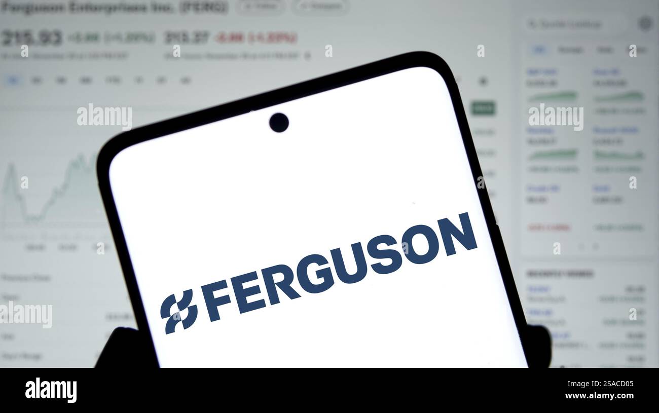 Ferguson logo is displayed on smartphone.Ferguson plc was an American ...