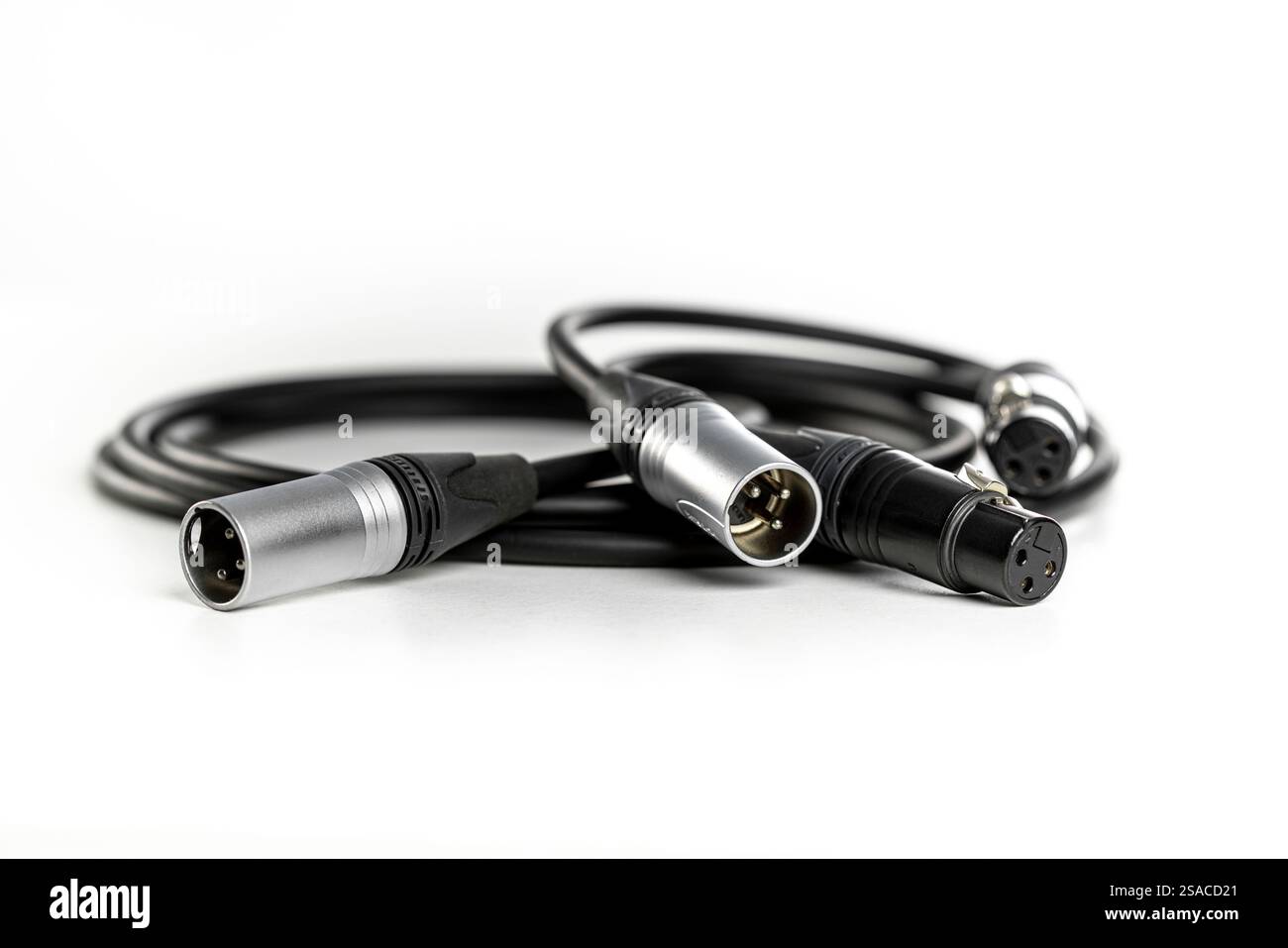 Professional xlr audio cables lying on a white background Stock Photo ...