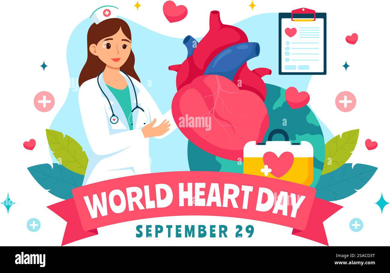 World Heart Day Vector Illustration on 29 September to Raise Awareness ...