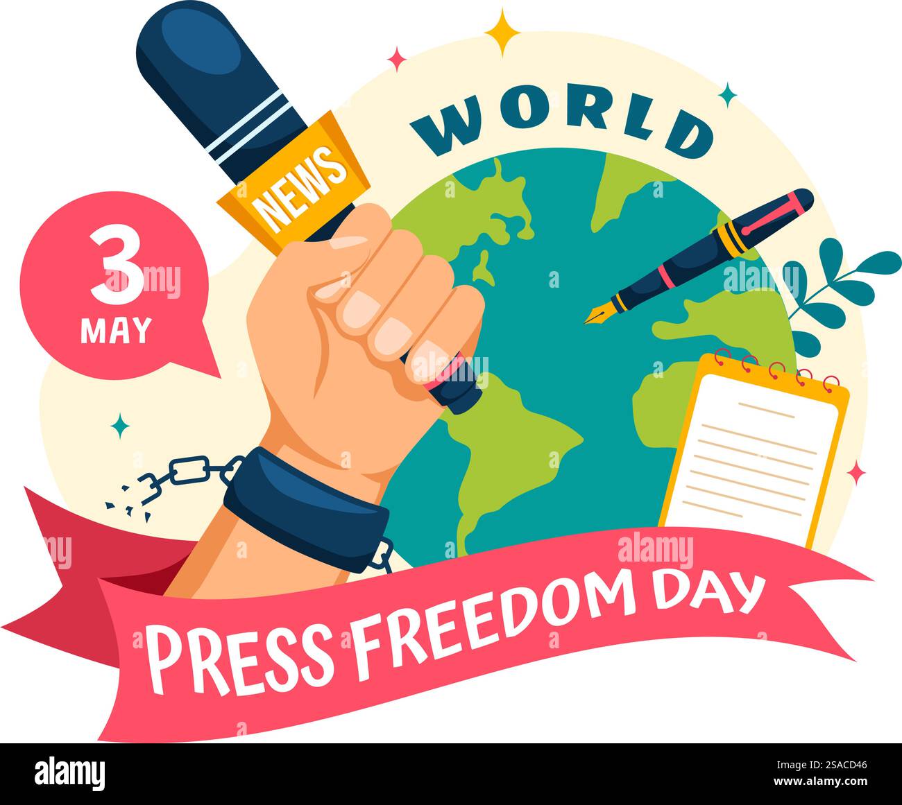 World Press Freedom Day Vector Illustration on May 3 with News ...