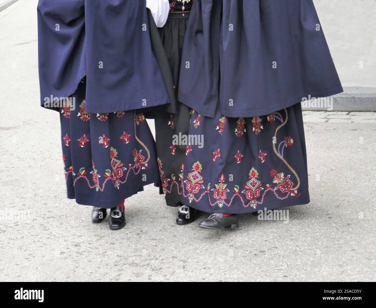 Embroidered traditional aprons, Norway, Europe Stock Photo - Alamy