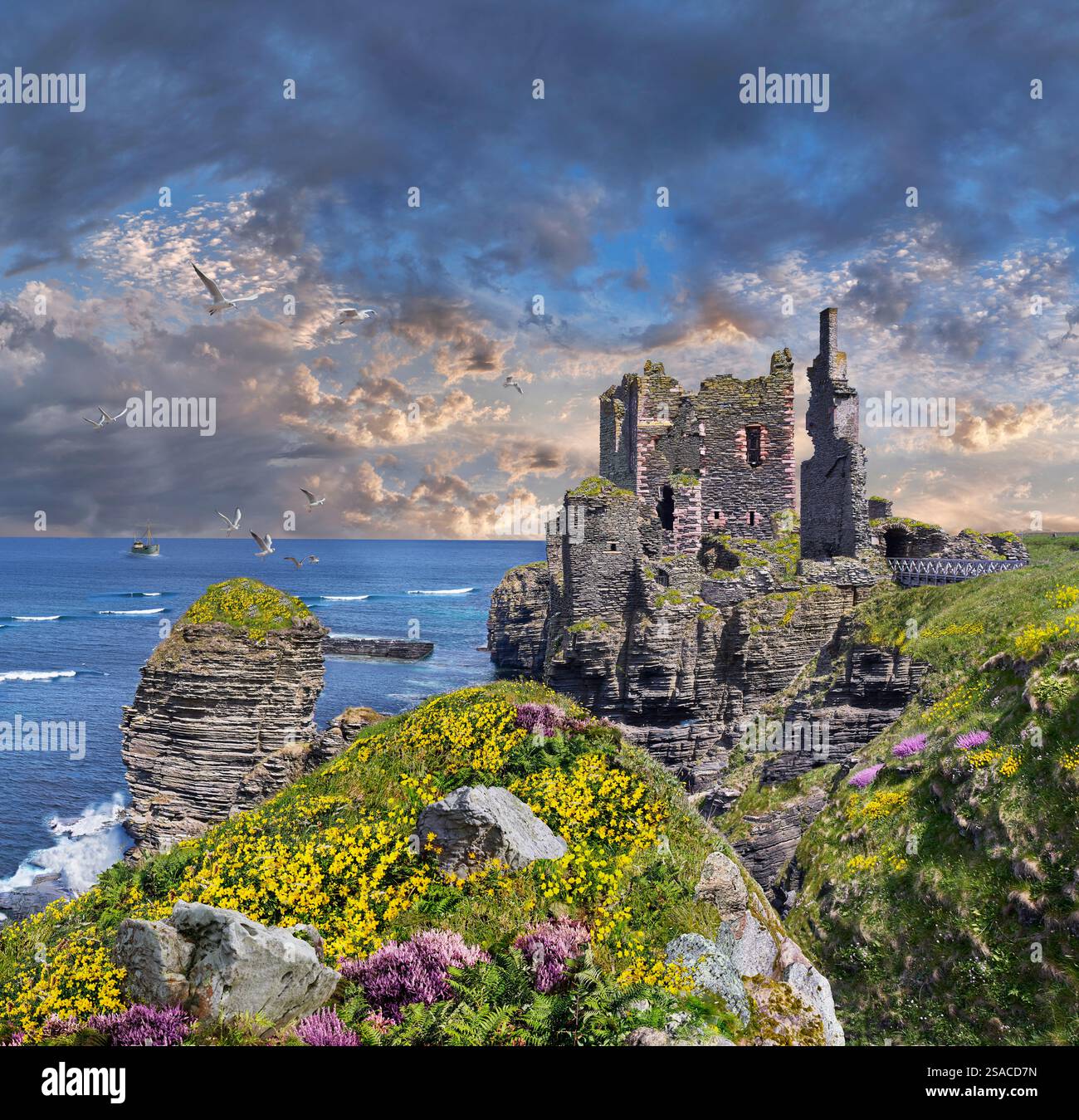 The dramatic, enigmatic medieval ruins of Castle Sinclair Girnigoe ...