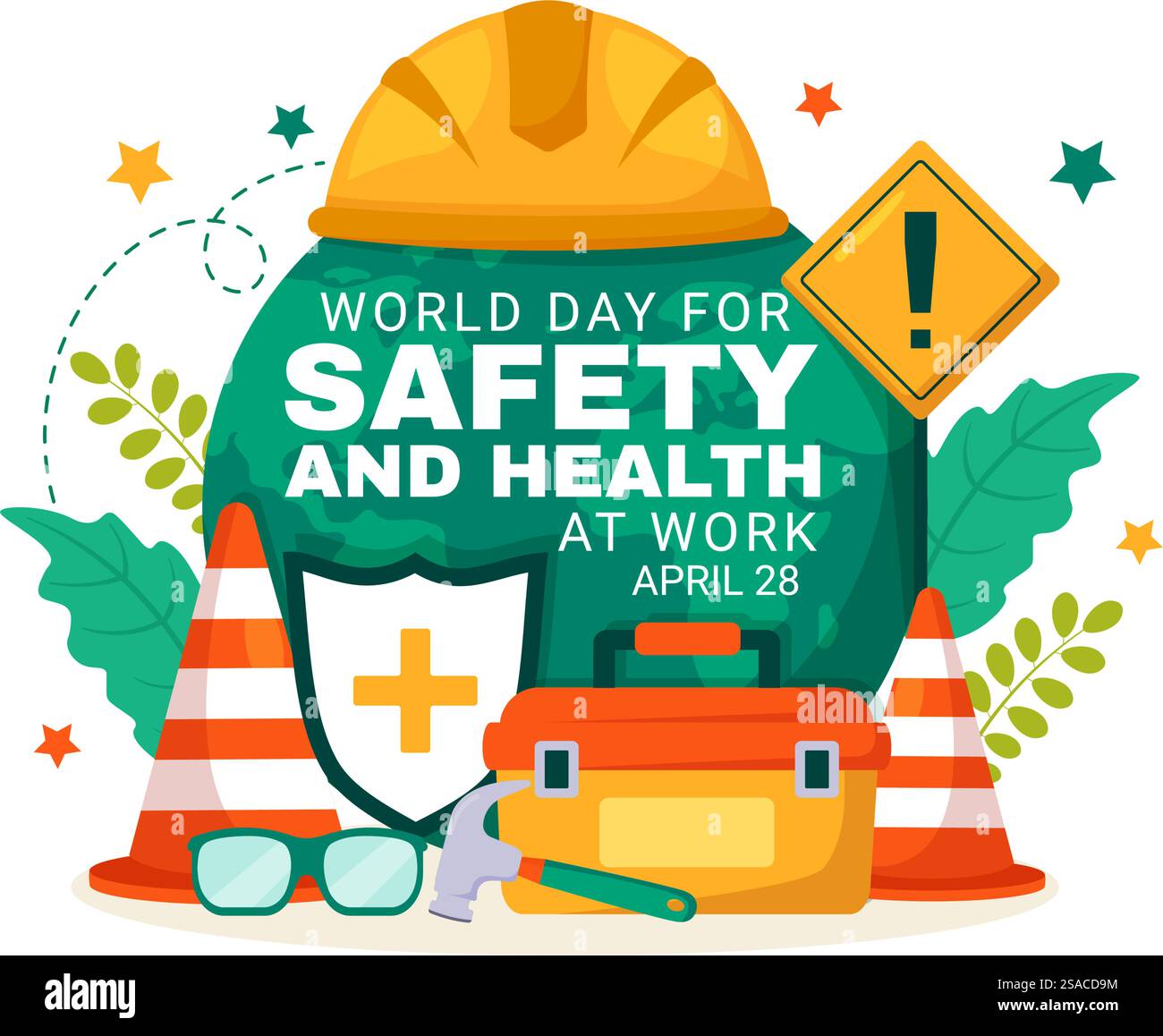 World Day for Safety and Health at Work Vector Illustration on April 28 ...