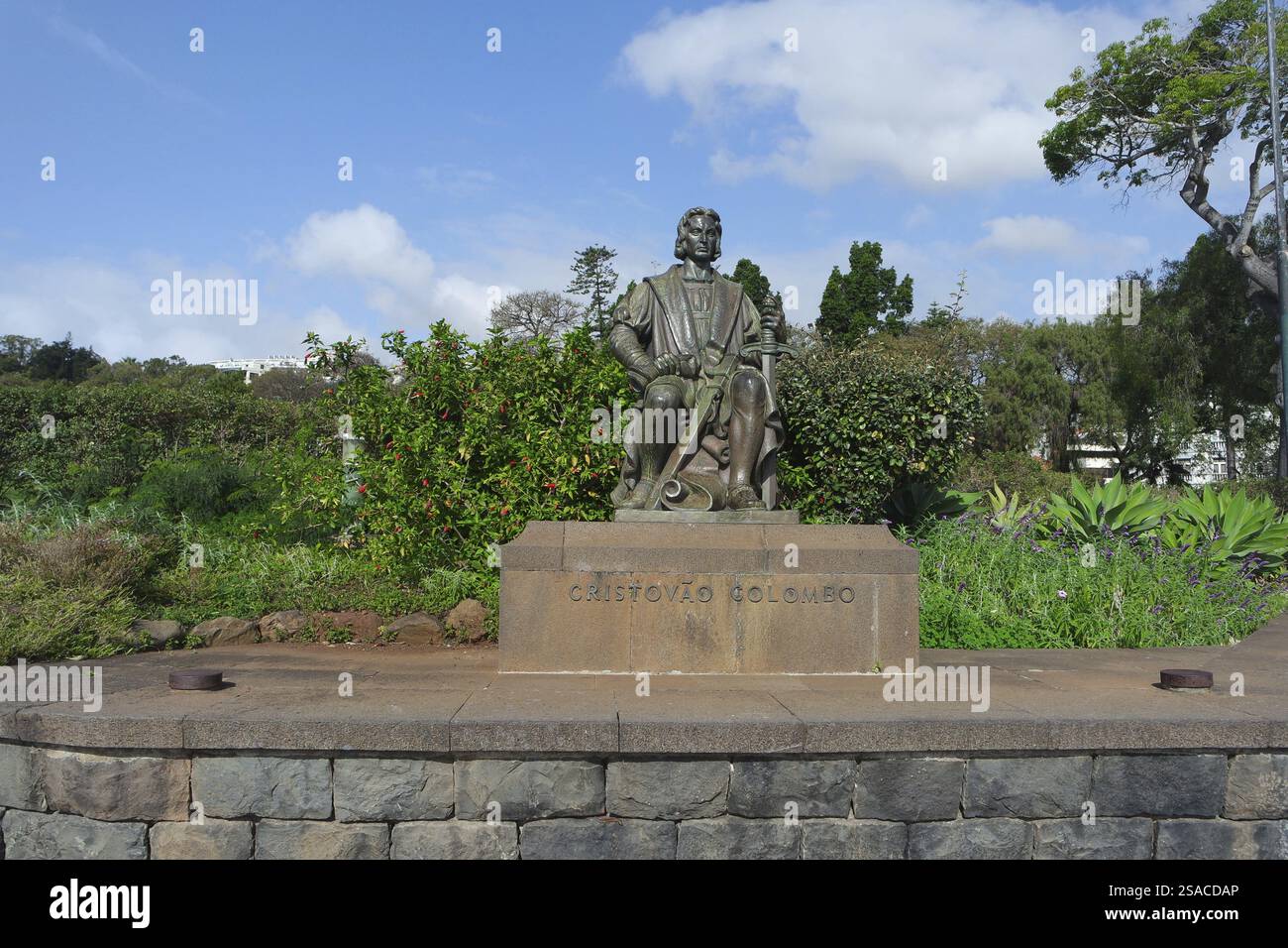 Madeira, Columbus monument. Park in Funchal Stock Photo - Alamy
