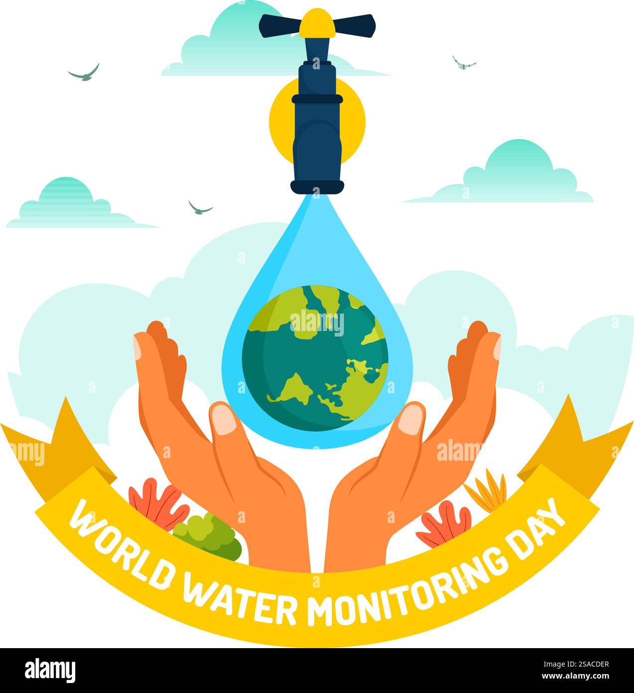 World Water Monitoring Day Vector Illustration on September 18 with ...