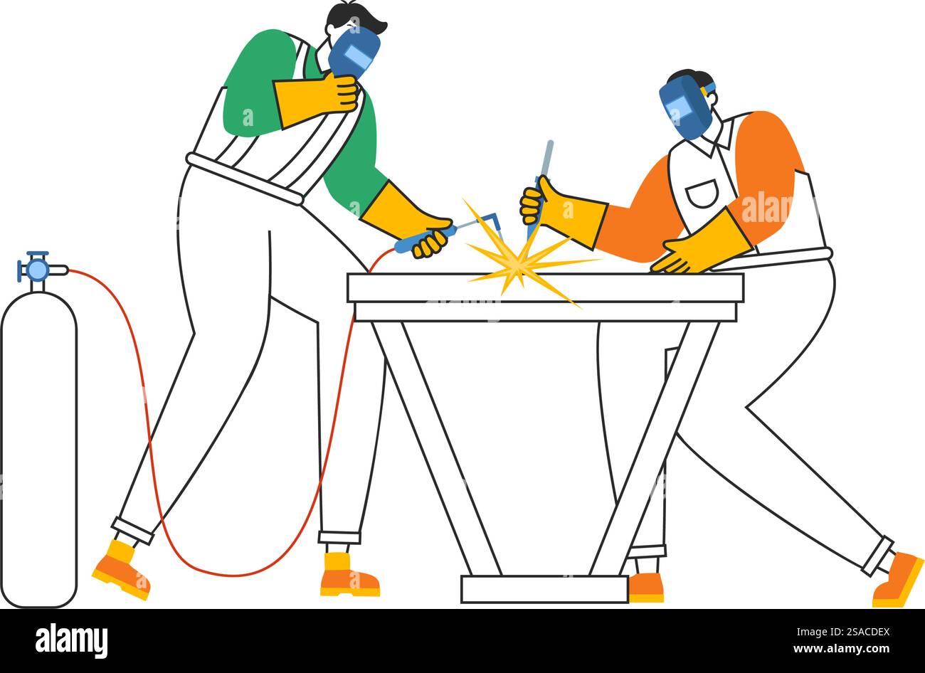 Welding Service Vector Illustration with Professional Welder Job Weld ...