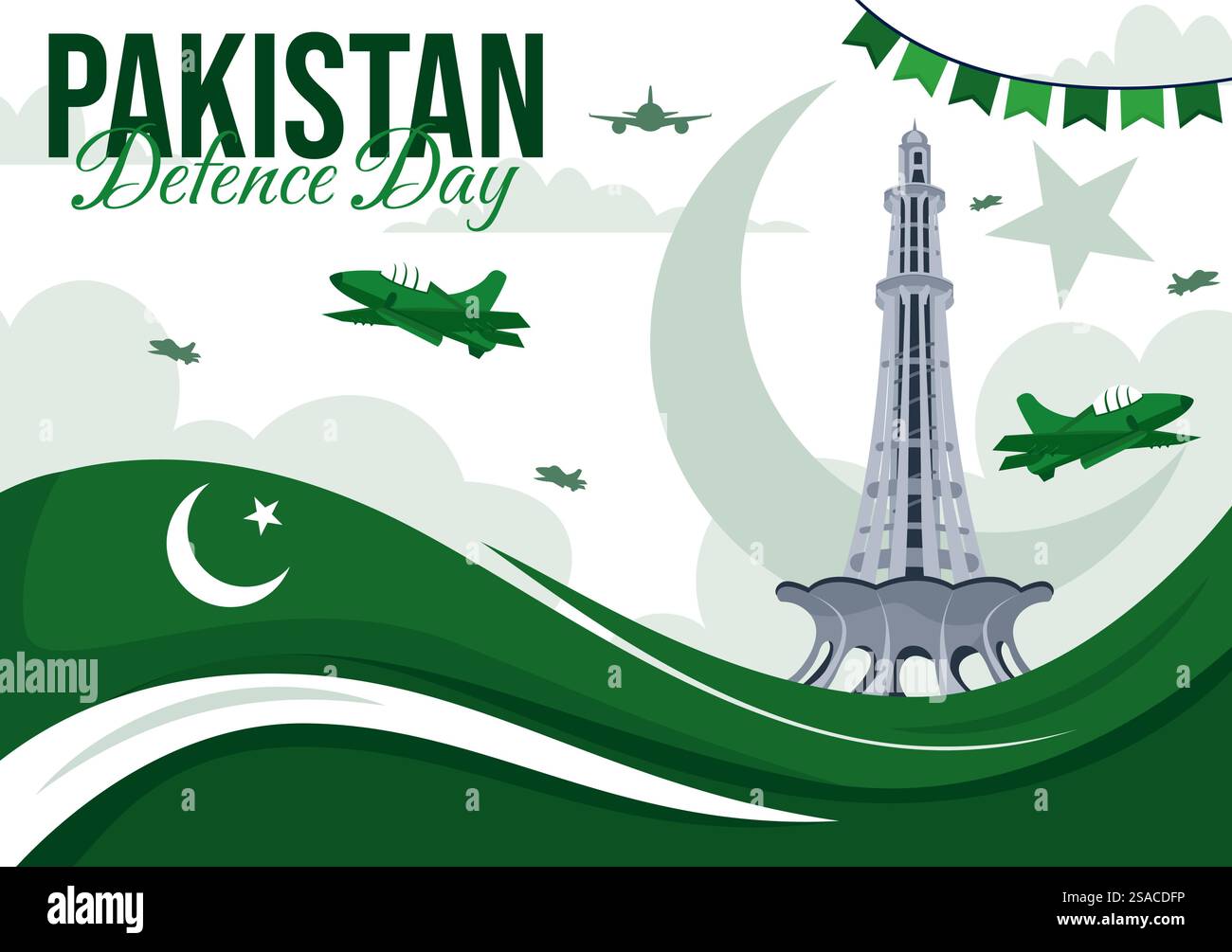 Pakistan Defence Day Vector Illustration on 6th September featuring ...