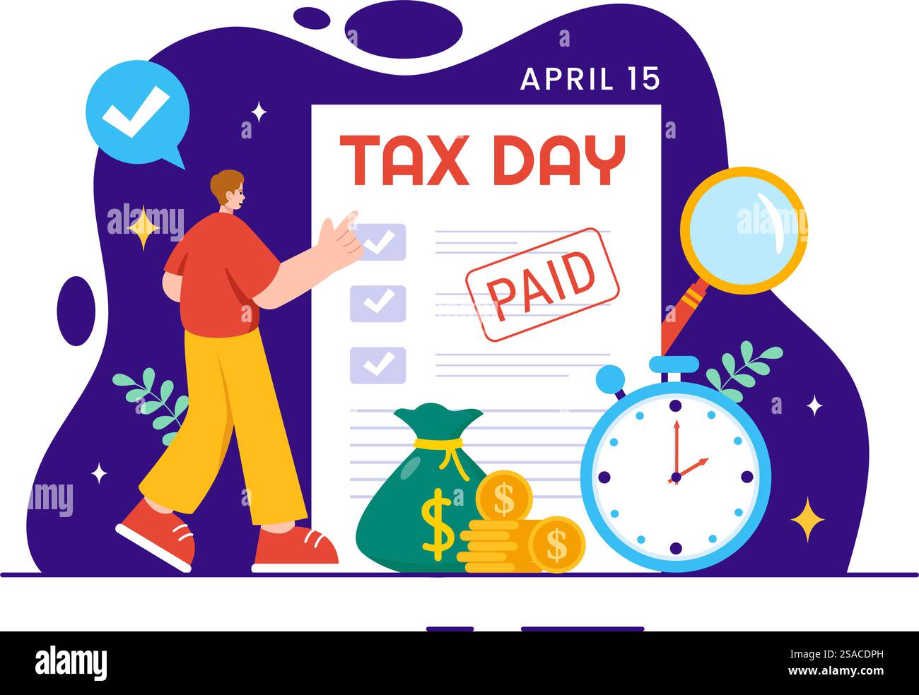 Happy Tax Day Vector Illustration on 15 April with Clipboard Tax Form ...
