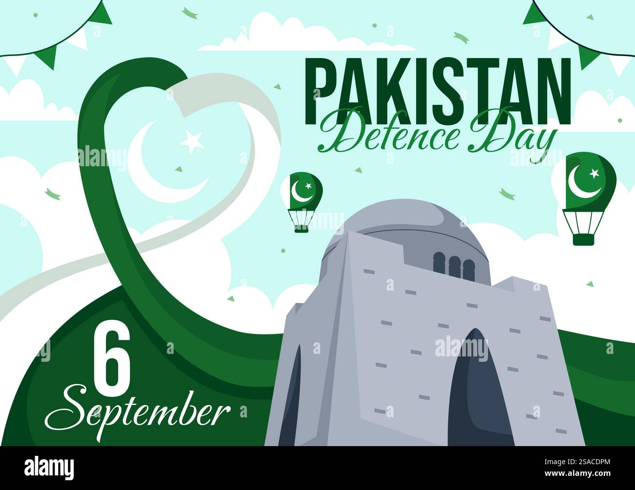 Pakistan Defence Day Vector Illustration on 6th September featuring ...