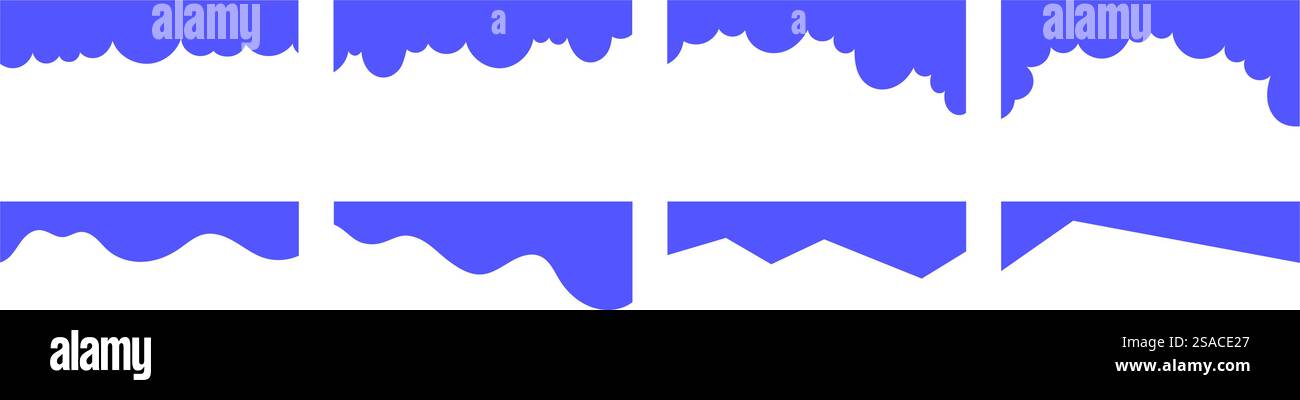 Blue Wave and Jagged Edge Shapes Set, Decorative Borders for Graphic ...