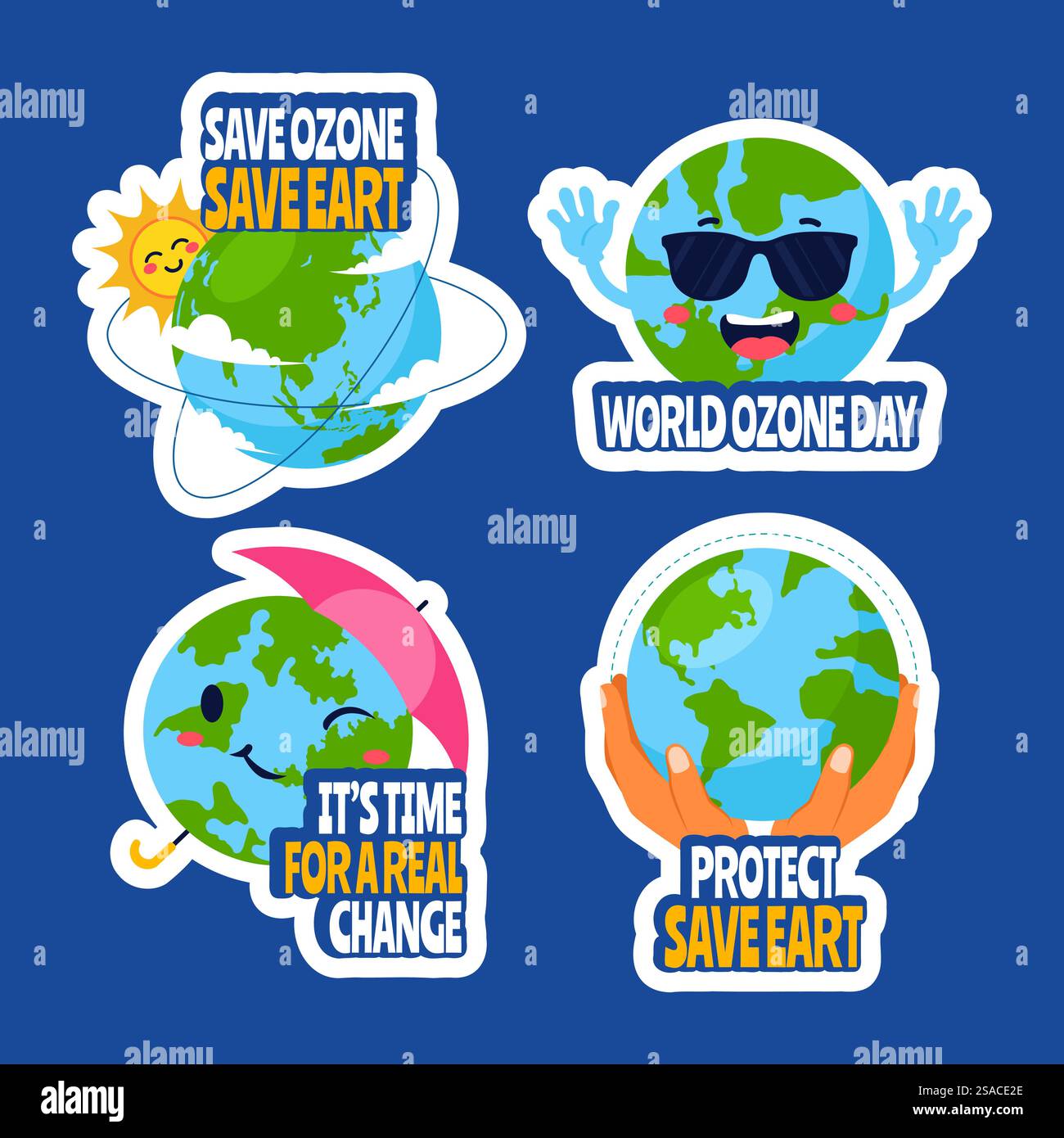 Ozone Day Label Flat Cartoon Hand Drawn Templates Background ...